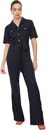 Trendyol Avec Ceinture. Combinaison, Bleu Marine, 40 Femme