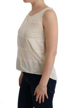 Costume National Womens Beige Asymmetric Top Blouse Cotton