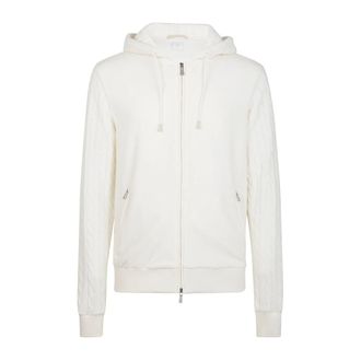 Eleventy Homme, Sweatshirts et sweats &agrave; capuche, Blanc, Taille: L Sweat &agrave; Capuche Zipp&eacute; en Cachemire Jersey