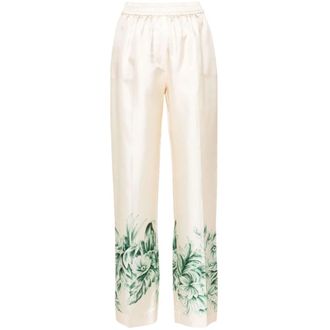 F.R.S. For Restless Sleepers Gr&uuml;ne Blumige Palazzo Hose - - Trousers - Damen - Beige - XS