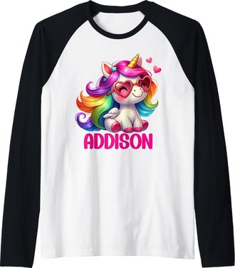 BDAZ Addison Einhorn-Name, personalisiertes Design Raglan