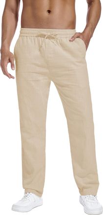 Hoerev Freizeithose aus Leinen und Baumwolle - Atmen Sie auf mit Einer leichten Strandhose,Beige,3XL