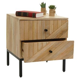 Mendler Nachttisch HWC-L95, Kommode Beistelltisch Nachtschrank Schrank, Schublade Mango-Holz 51x45x40cm MVG-Zertifiziert, Natur