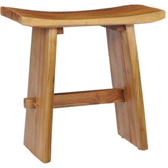 vidaXL Vidaxl - Tabouret en bois de teck massif 50x30x50 cm - Hauteur 47,5 cm - Fait main - Poids max 110 kg - Unique par ses grains