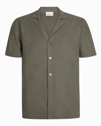 Profuomo Strick-Kurzarmhemd mit Variokragen und Perlmuttkn&ouml;pfen in