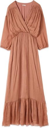 Oltre Femme, Robes, Brun, Taille: 42 FR Robe longue en voile de m&eacute;lange de soie