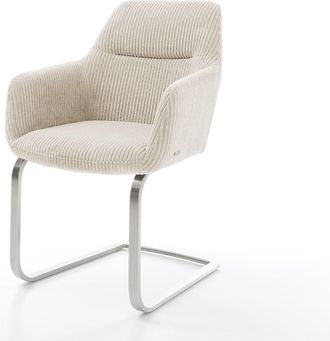 DELIFE Freischwinger Pejo-Flex Cord Beige Freischwinger flach Edelstahl Taschenfederkern, Esszimmerstühle