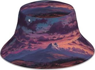 Generic Chapeau De Seau Unisexe Impression du Cr&eacute;puscule sur La Montagne Chapeau De Soleil Respirant &Eacute;t&eacute; Bonnet De Soleil, pour Le Camping, La Randonn&eacute;e, Plag