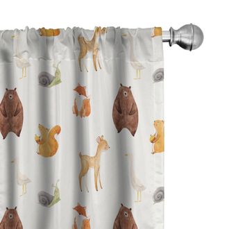 Abakuhaus Tiere Vorh&auml;nge, Gardinen, Baby-Tiere Aquarelle, Fensterbehandlungen f&uuml;r Wohnzimmer Schlafzimmer Dekor, 2 St&uuml;ck 75 cm b x 225 cm h, Mehrfarbig