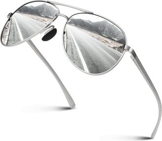 CGID Sonnenbrille Herren Pilotenbrille Pr&auml;mie Al-Mg Metall Rahmen Polarisiert Fliegerbrille UV400 Schutz CAT3 CE Fahren Angeln