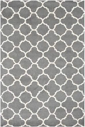 Safavieh Zeitgenössische Teppich für Wohnzimmer, Esszimmer, Schlafzimmer - Chatham Collection, Kurzer Flor, Dunkelgrau und Elfenbein, 69 X 152 cm