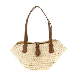 Dolce & Gabbana Panier en paille avec accents en cuir - Femme - Sacs - Beige - Taille: ONE Size