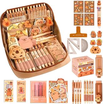 Generic Capybara Federmäppchen, Capybara-Briefpapier-Set, Niedlichen Capybara Federtaschen Große Kapazität Mäppchen Mit Schulsachen Capybara Briefpapier Set S