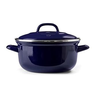 BK Indigo Cocotte Ronde Allemande Emaill&eacute;e H&eacute;ritage N&eacute;erlandaise avec Couvercle avec Rev&ecirc;tement Antiadh&eacute;sif en C&eacute;ramique Sans PFAS,26 cm/5.2 Litre,Induct