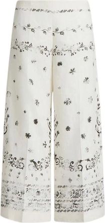 Alberta Ferretti Femme, Pantalons, Beige, Taille: 36 FR Printed Linen Pantalons
