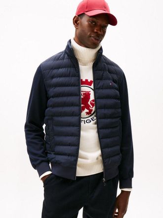 Tommy Hilfiger Steppjacke MIX MEDIA HOODED ZIP THROUGH mit gesteppten Einsatz, abnehmbare Kapuze, Stehkragen, regular fit