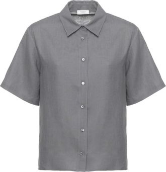 PESERICO Femme, Blouses et Chemises, Gris, Taille: 40 FR Linen Shirt
