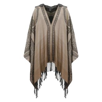 Etro Kapuze aus Wolljacquard mit Fransen - - Jackets - Damen - Mehrfarbig - ONE SIZE