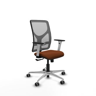 Piqueras y Crespo B&uuml;rostuhl mit hoher R&uuml;ckenlehne, mit wei&szlig;en und schwarzen Armlehnen, h&ouml;henverstellbare Lendenwirbelst&uuml;tze, ausgestattet mit 3 Positionen, Grau/Braun