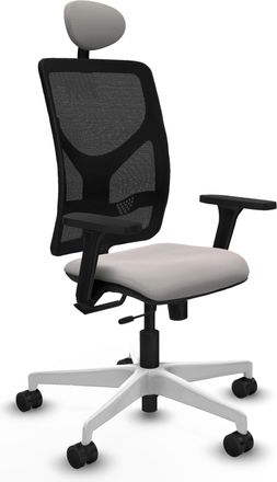 Piqueras y Crespo Schreibtischstuhl mit Rollen, wei&szlig;, mit 3D-Armlehnen, h&ouml;henverstellbare Lendenwirbelst&uuml;tze und festes Kopfteil, ausgestattet mit Syncro/Traslack. Schw