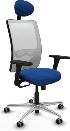 Piqueras y Crespo Computerstuhl mit Rollen Zulema mit 3D-Armlehnen, h&ouml;henverstellbarer Lendenwirbelst&uuml;tze und festem Kopfteil, ausgestattet mit 3 Positionen, Wei&szlig;/Blau