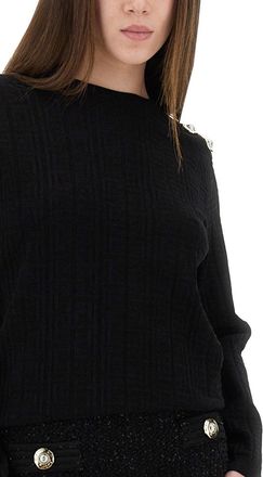 Balmain Viscose Knit Sweater - Black