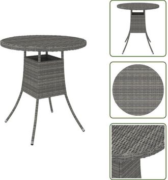 vidaXL The Living Store Gartentisch Grau 70x70x73 cm Poly Rattan - Gartentisch grau