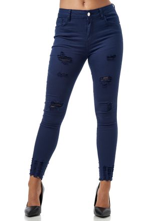 Elara Damen Jeans High Waist Destroyed Chunkyrayan MEL0275-1 Navy-46 (3XL)