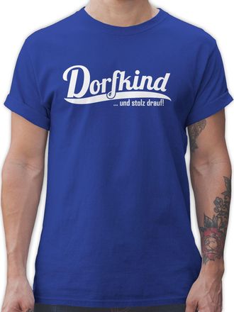 Shirtracer T-Shirt Herren - Spr&uuml;che Statement mit Spruch - Dorfkind und stolz Drauf I Landleben I Dorfkinder - L - Royalblau - Farm Tshirt spruchshirts sprueche 