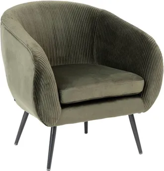 Atmosphera Atmosphera - Fauteuil Solaro En Velours Pliss&eacute; Vert Kaki