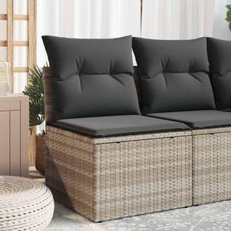 vidaXL Chaise de jardin sans accoudoirs avec coussins gris clair rotin Vidaxl