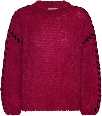 Americandreams Americandreams, Femme, Pulls, Rouge, Taille: 38/40 FR Catia Mohair Stitch Pullover