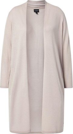 Ulla Popken Langjacke Long-Strickjacke offene Form V-Ausschnitt