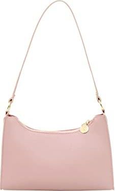 Generic Sac à bandoulière tendance en cuir synthétique pour femme, couleur unie, sac à bandoulière, petit sac à bandoulière, rose, Taille unique