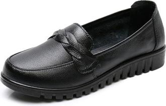 Generic Mocassins Penny Mocassins confortables à enfiler avec semelle souple et bout rond pour femme, chaussures décontractées légères et polyvalentes, Noir, 