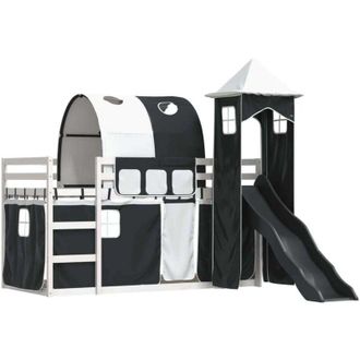 vidaXL Vidaxl - Lit superpos&eacute; sans matelas avec toboggan blanc noir 90x200 cm