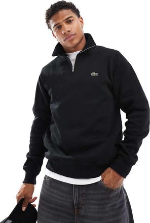Lacoste Essentials - Sweatshirt in Schwarz mit kurzem Rei&szlig;verschluss