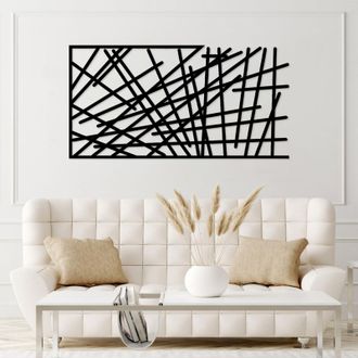 Generic Metall-Wandkunst, geometrisch, modern, zeitgen&ouml;ssisch, Mid-Century-Modern-Dekor, gro&szlig;es Dekor f&uuml;r Wohnzimmer (Schwarz, 24x21|60x31 cm)