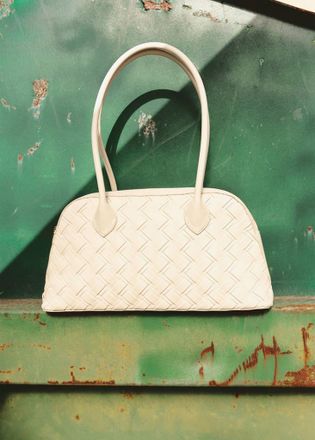 Mango Geflochtene Bowling-Bag cremewei&szlig; - Damen - Einheitsgr&ouml;&szlig;e - MANGO