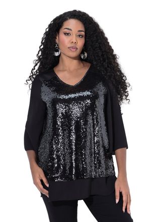 Ulla Popken Damen gro&szlig;e Gr&ouml;&szlig;en &Uuml;bergr&ouml;&szlig;en Plus Size Pailletten-Chiffonbluse