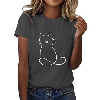 Generic Tshirt Femme Blanc Manches Courtes Col Rond &Eacute;t&eacute; Tee Shirt Respirant Coton Imprim&eacute; Blouse Vetement Oversize Chemisier Chic Et &Eacute;l&eacute;gant Ample D&eacute;contract&eacute;