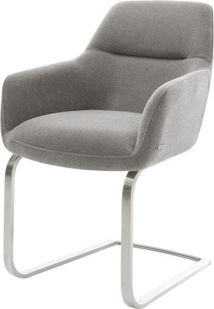 DELIFE Schwingstuhl Pejo-Flex Freischwinger flach Edelstahl Strukturstoff Soft Grau Taschenfederkern