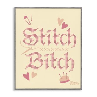 Stupell Industries Stitch B*tch Stickerei, Kunsthandwerk mit schwarzem Rahmen, Giclée-Kunst, Design von Carrie Cantwell, 35,6 x 28,9 cm