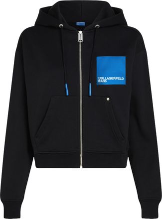 Karl Lagerfeld Damen, Box Logo Zip Up Hoodie, Normale Passform, Schwarz, L
