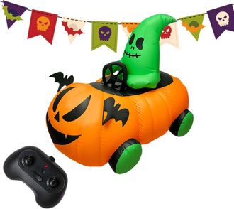 Generic Aufblasbares Kürbisauto - Halloween Yard Decoration Rowo, Riesige Fairy Spielzeug Props LED -Lampen | Fernbedienungsgebläse Motor Blow Up, Backyard Ve