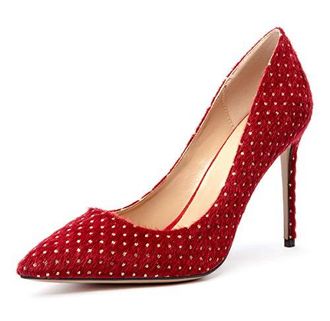 Castamere Escarpins Femme Mode Bout Pointu Aiguille Talon 10CM Heels Rouge Bling Chaussures EU 43