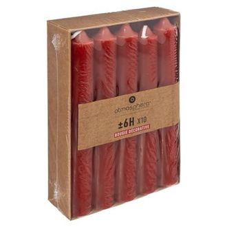 Atmosphera Atmosphera - Lot de 10 bougies bâtons - rouge - 45g