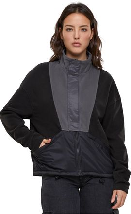 Urban Classics Damen Jacke Ladies Polarfleece Track Jacket black/darkshadow XL