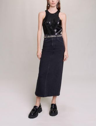 Maje Strass-top - Schwarz - Maje