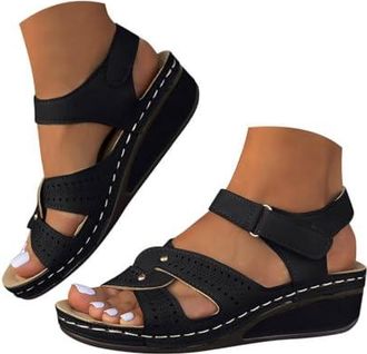 Generic Sandales orthopédiques larges pour femme, chaussures dété antidérapantes pour lextérieur, chaussures de plage compensées à bout large et sangle de che